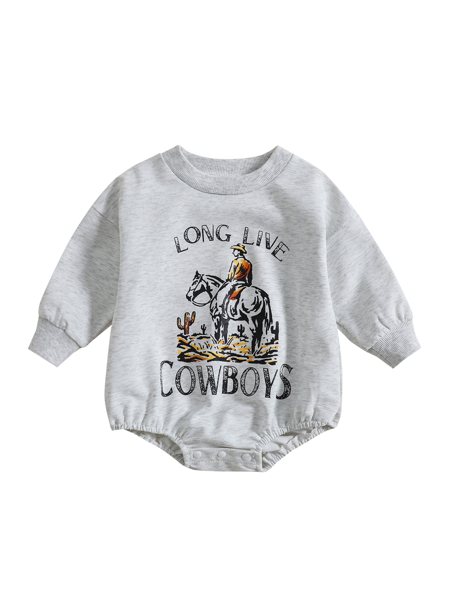 Liacowi Western Baby Boy Girls Clothes Infant Horse Print Long Sleeve Crew Neck One Piece Romper ...