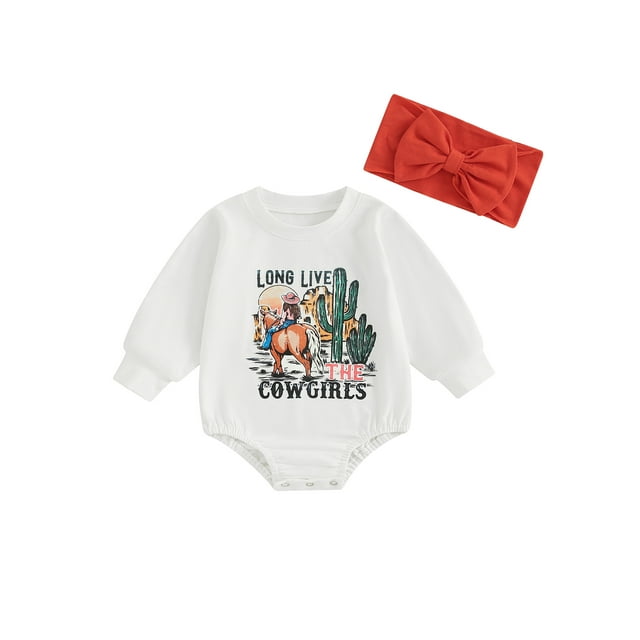Liacowi Western Baby Girls Clothes Infant Horse Print Long Sleeve Crew ...