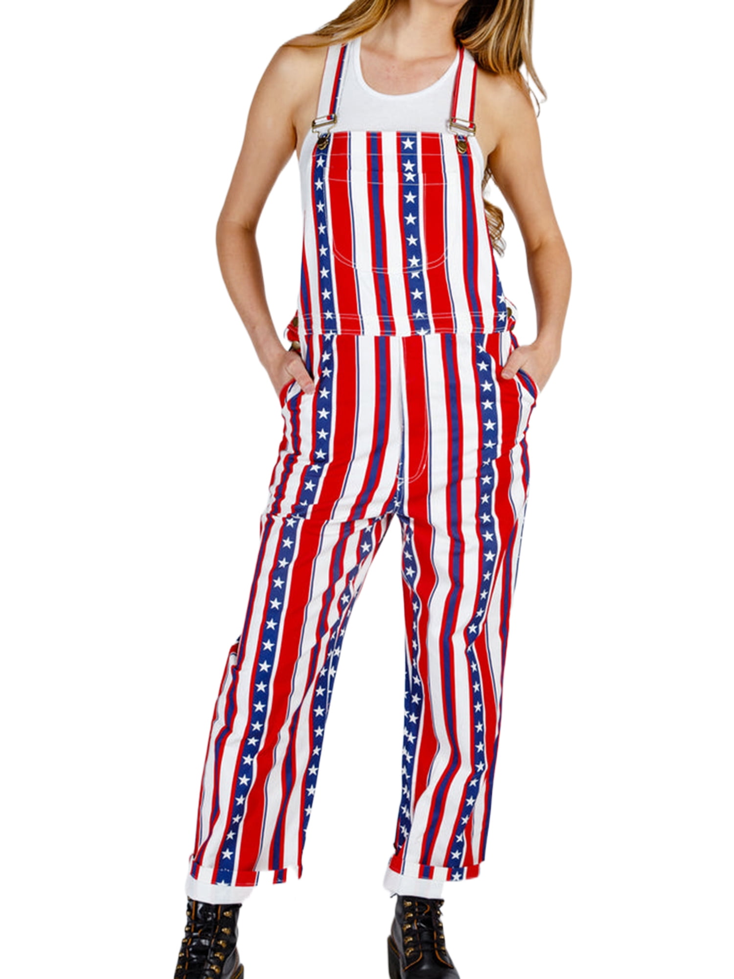 Liacowi Women Men American Flag Overalls 4th Of July Jumpsuit for ...