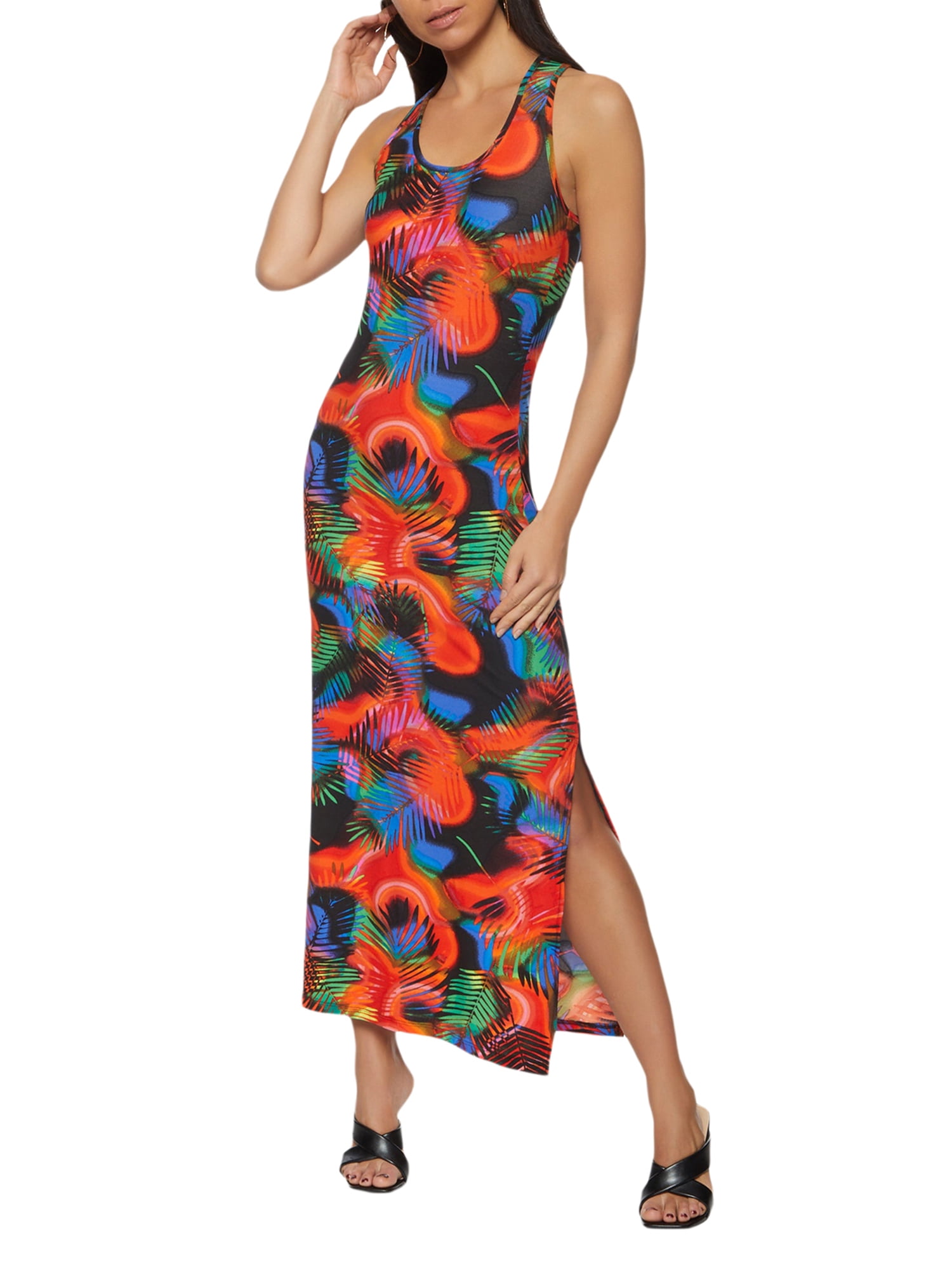 Liacowi Women's Sleeveless Tank Top Maxi Dress Sexy U Neck Side Split ...