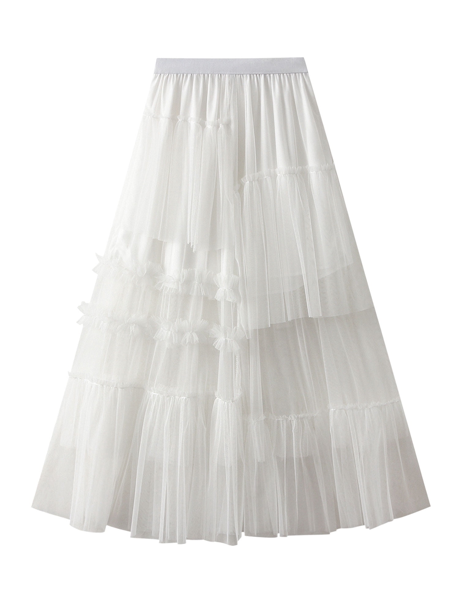 Liacowi Women's Summer Long Mesh Skirt Solid Color Sheer Flowy Skirt ...