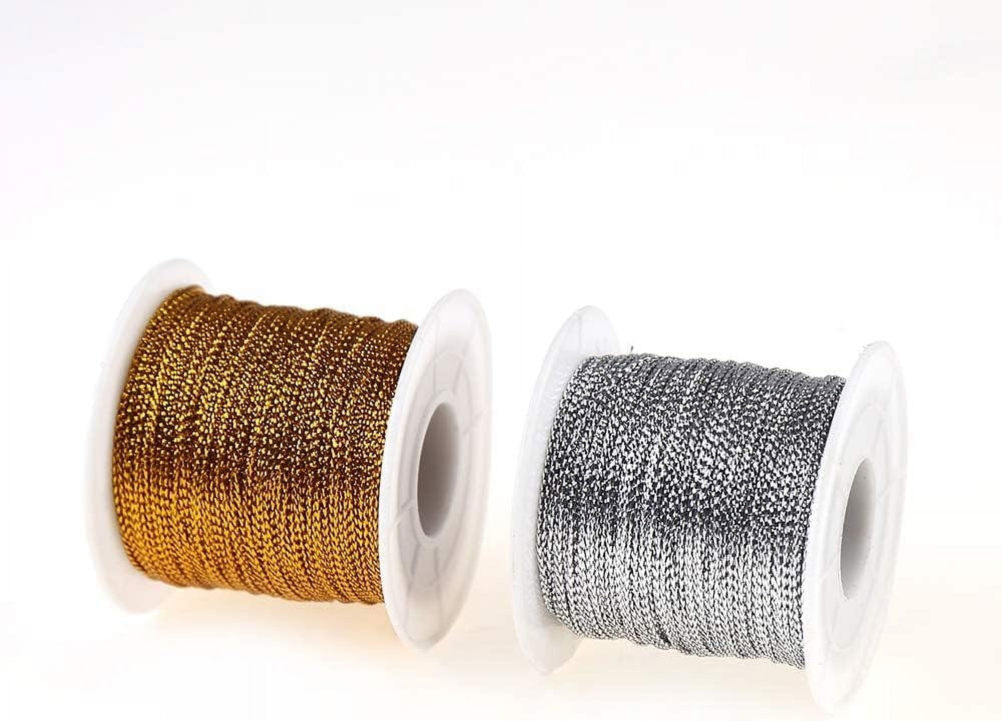 Liagile 1mm Spool Gold Metallic Cord Tinsel String Jewelry Braided ...