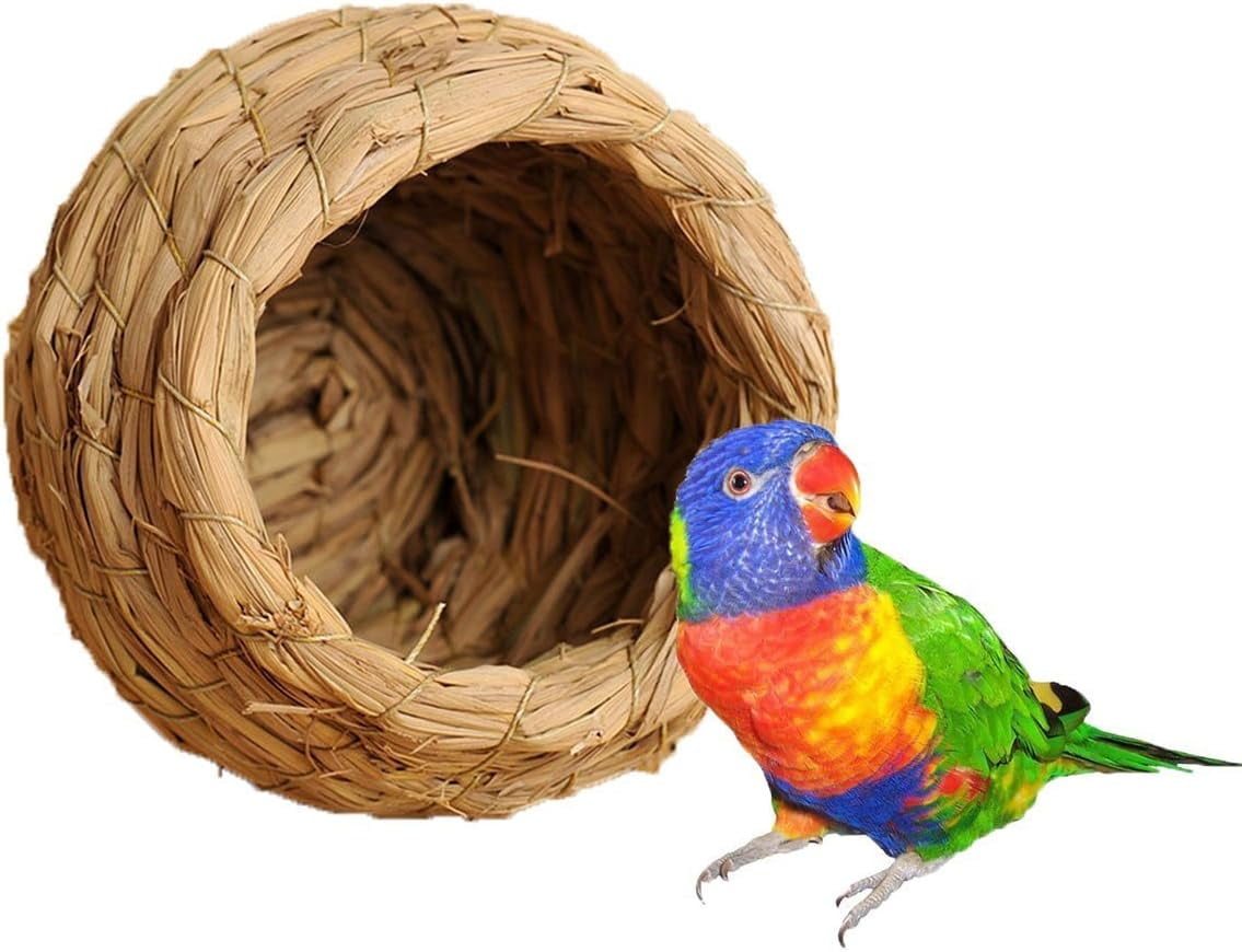 Liagile Handwoven Straw Bird Nest Cage for Parrot Macaw African Greys ...