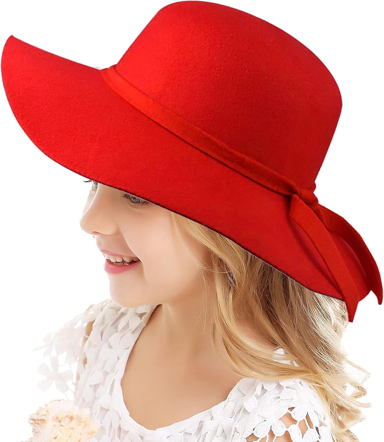 Liagile Kid-Girls Princess Party Fedora Hat Vintage Felt Cloche Cap Bow ...