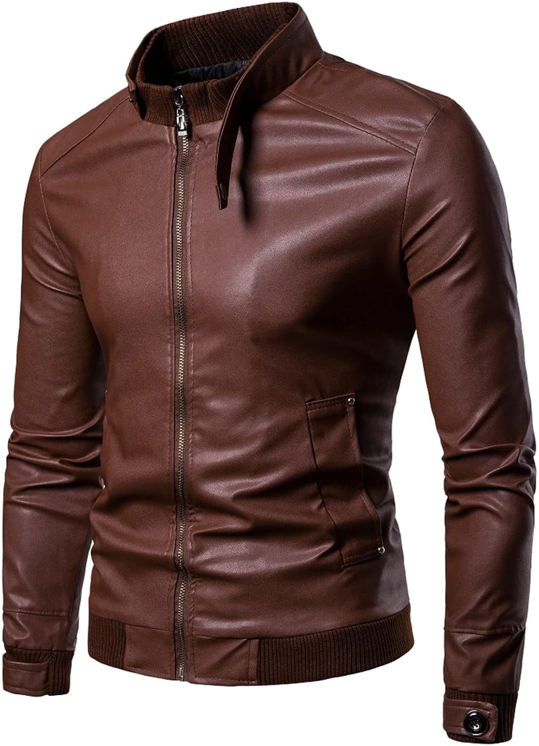 Liagile Mens Plus Size Faux Leather Jacket Warm Biker Jacket Coat with ...