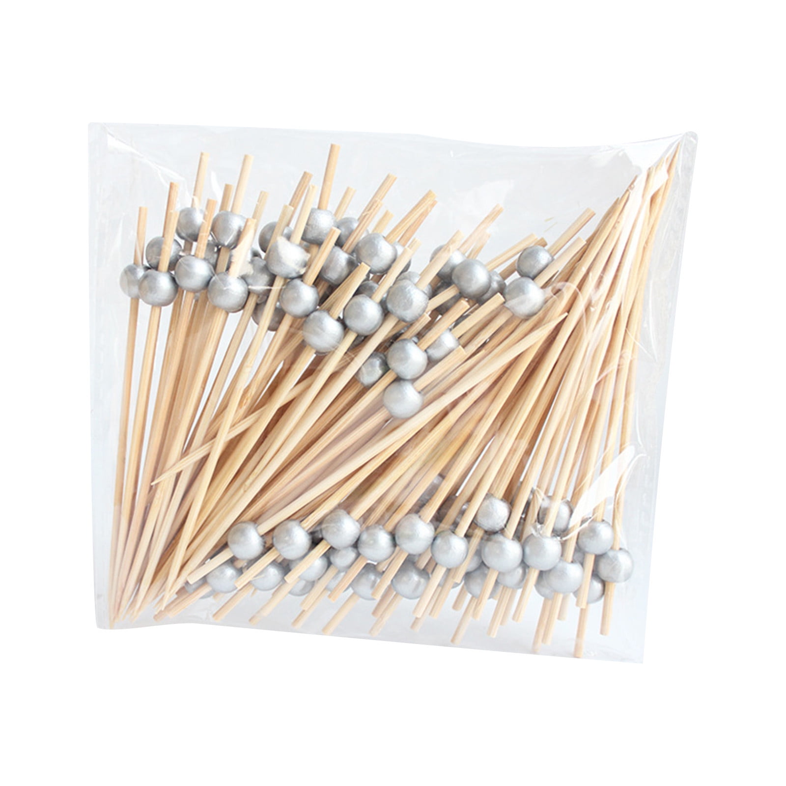 100 Pcs/Pack Disposable Wood Fruit Skewers Snack Skewers Bbq Skewer ...