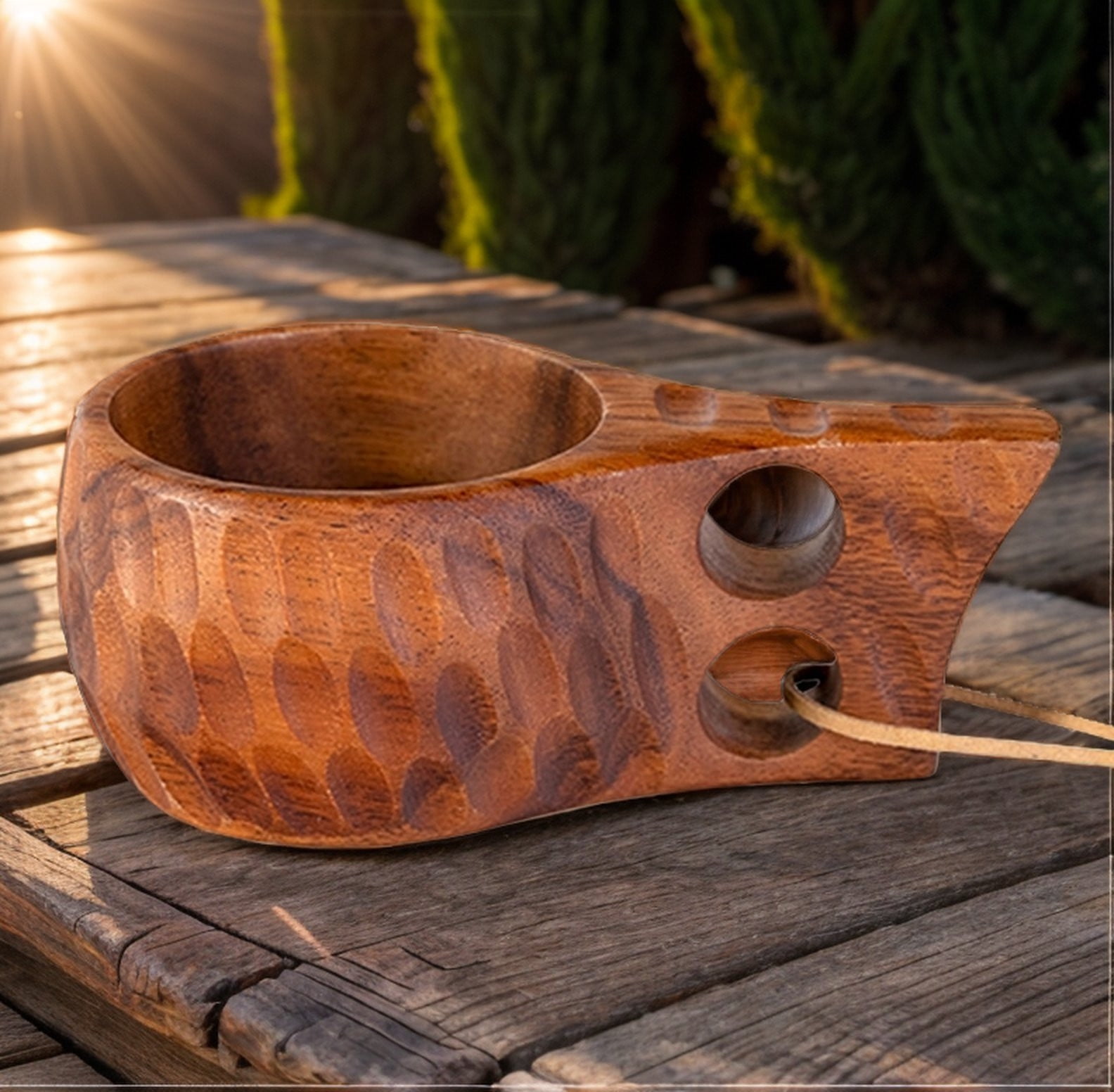 Acacia Wood Tea Cup Chinese Japanese Style Wooden Cup With Handle ...