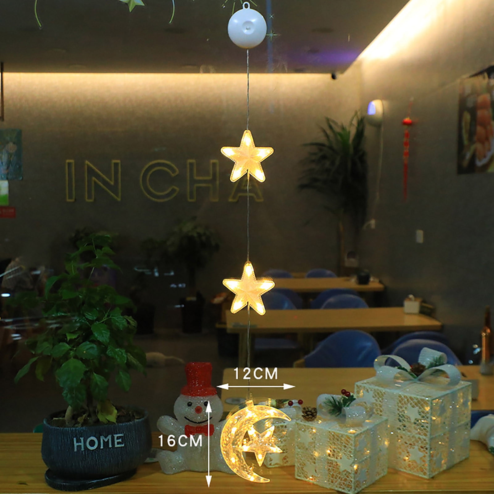 Christmas Moon Shaped Suction Cup Lights LED Decorative Lights String ...