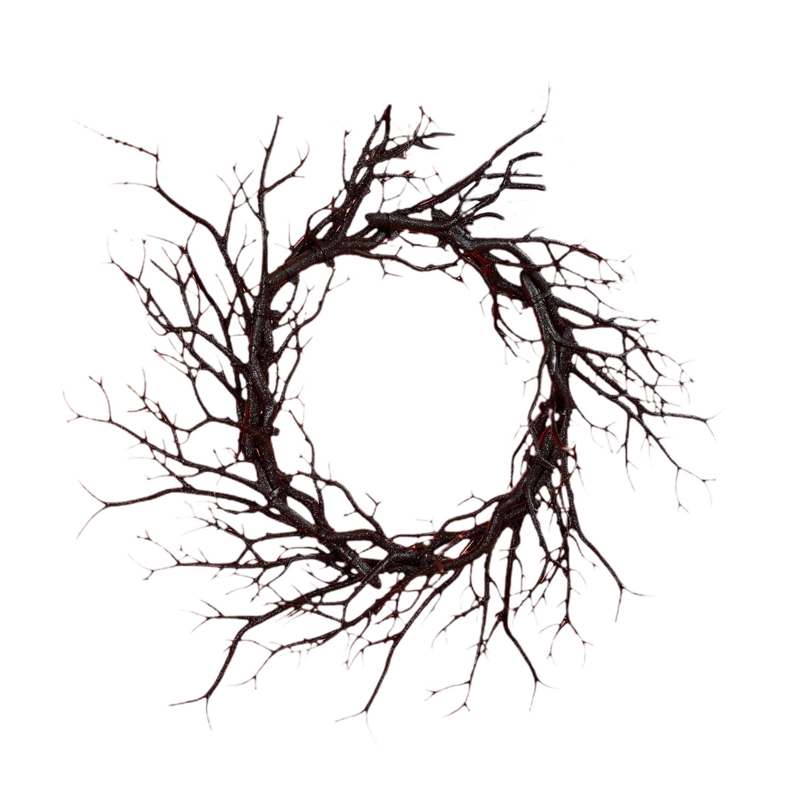 Halloween Black Withered Twigs Wreath with LED Lights - Ideal for ...
