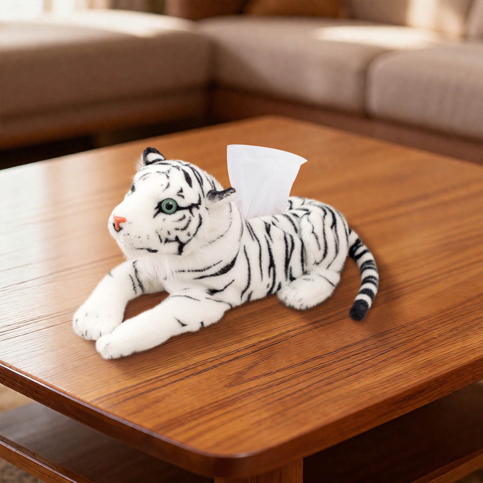 Liamobondopolis Lifelike Tiger Plush Tissue Box Weighted Wide Base ...