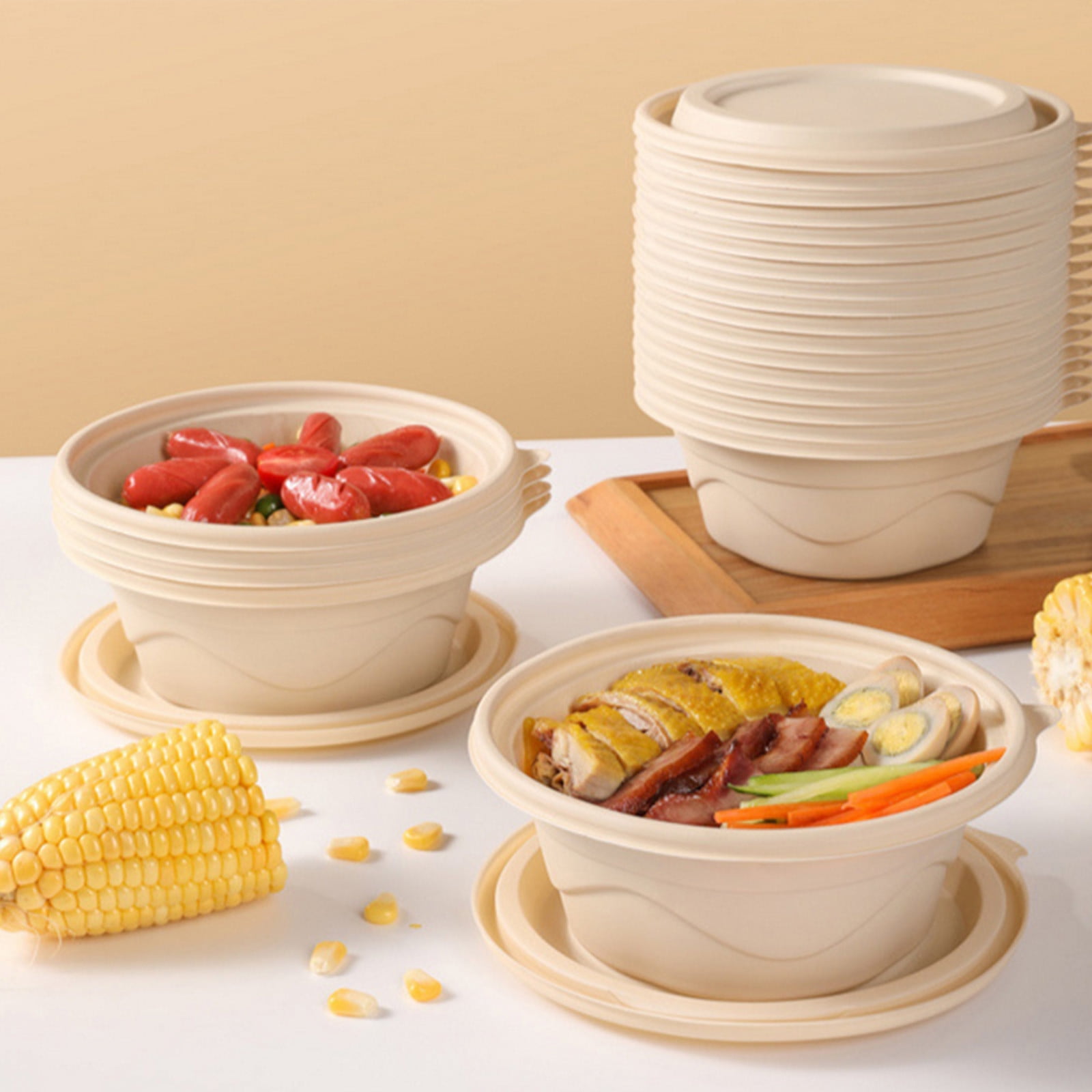 Liamobondopolis Living 20 Pcs Biodegradable Disposable Going Out Lunch ...