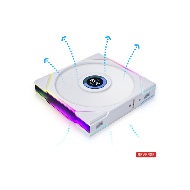 Lian Li UNI FAN TL LCD Reverse Blade 140 RGB Single Pack White Color ...