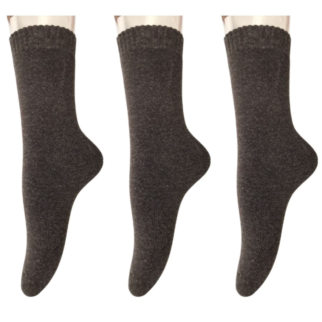 Lian LifeStyle Girl's 3 Pairs Extra Thick Wool Boot Socks Crew Plain ...