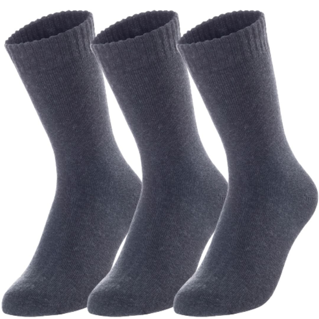 Lian LifeStyle Men's 3 Pairs Extra Thick Wool Socks Plain Color Size 9 ...