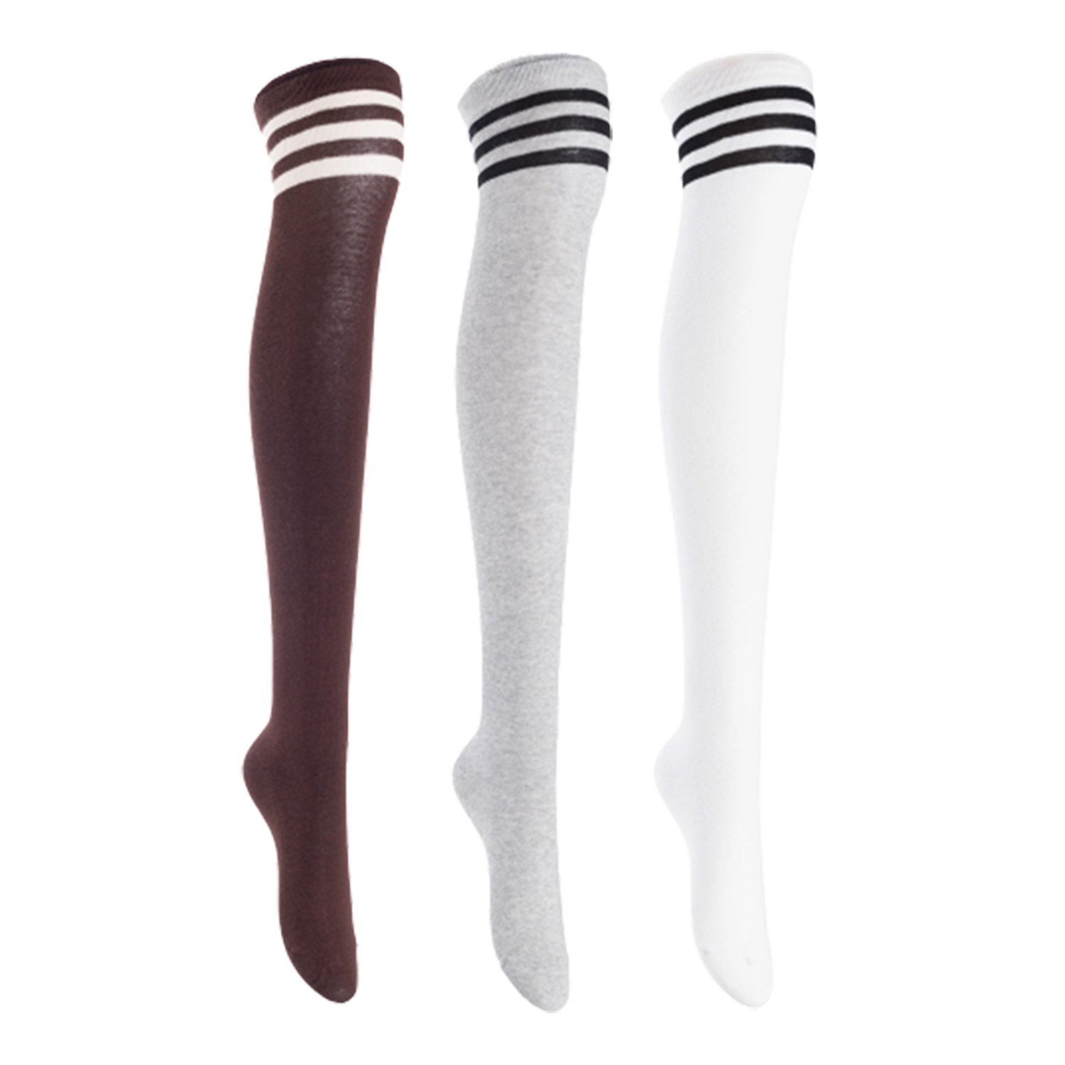 Lian LifeStyle Women's 3 Pairs Adorable Comfortable Soft Thigh High ...