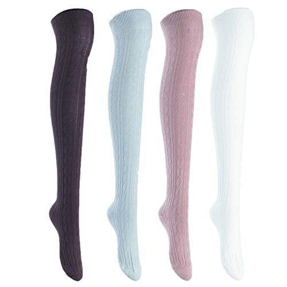 Lian LifeStyle Women's 4 Pairs Adorable Comfortable Soft Thigh High ...