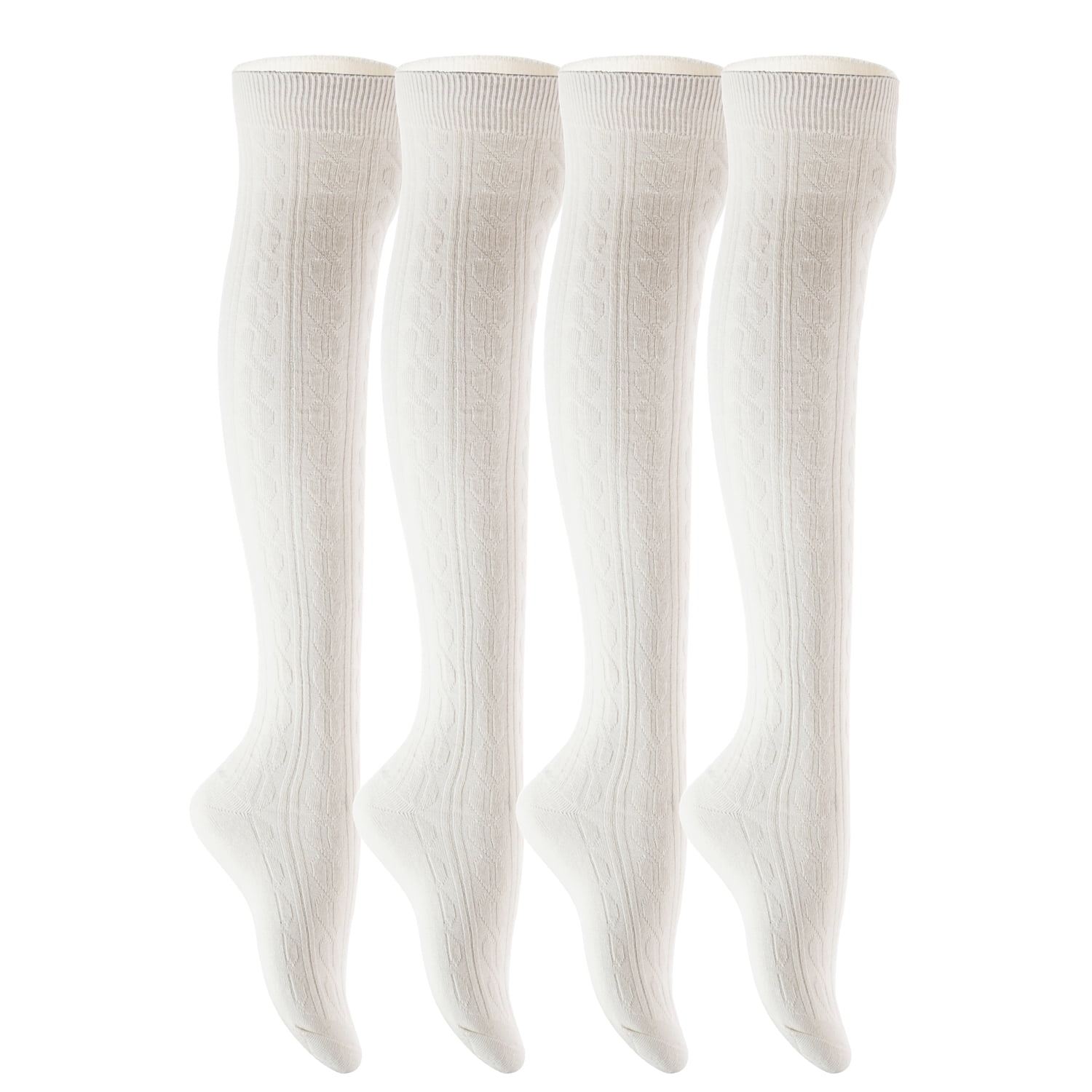 Lian LifeStyle Women's 4 Pairs Over Knee High Cotton Socks Size 7-9 ...