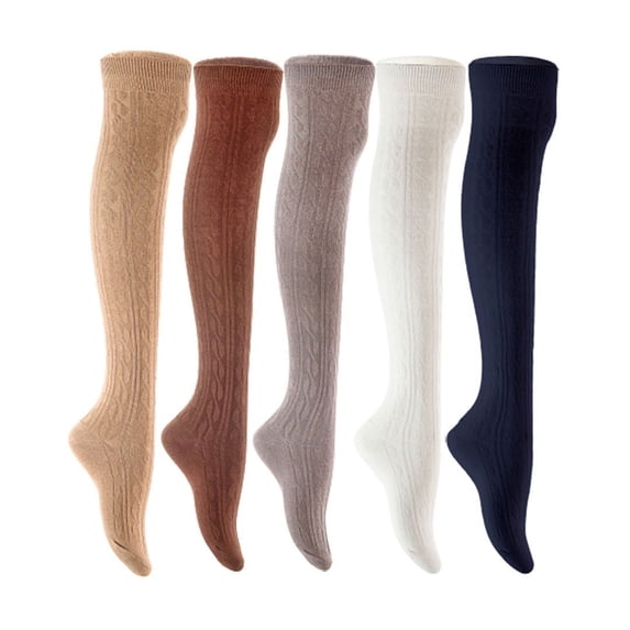 Lian LifeStyle Women's 5 Pair Adorable Comfortable Soft Thigh High Over ...