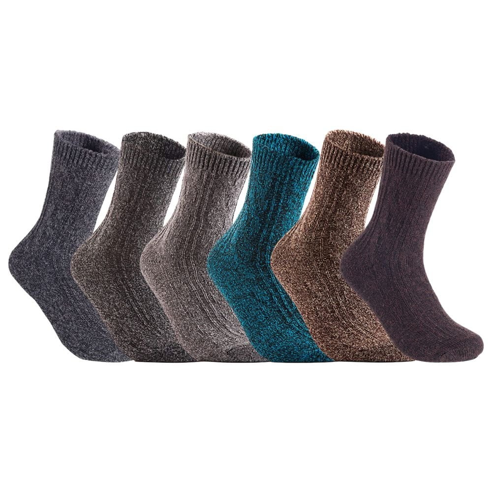 Lian LifeStyle Women's 6 Pairs Pack Perfect Fit Wool Crew Socks. Cute ...