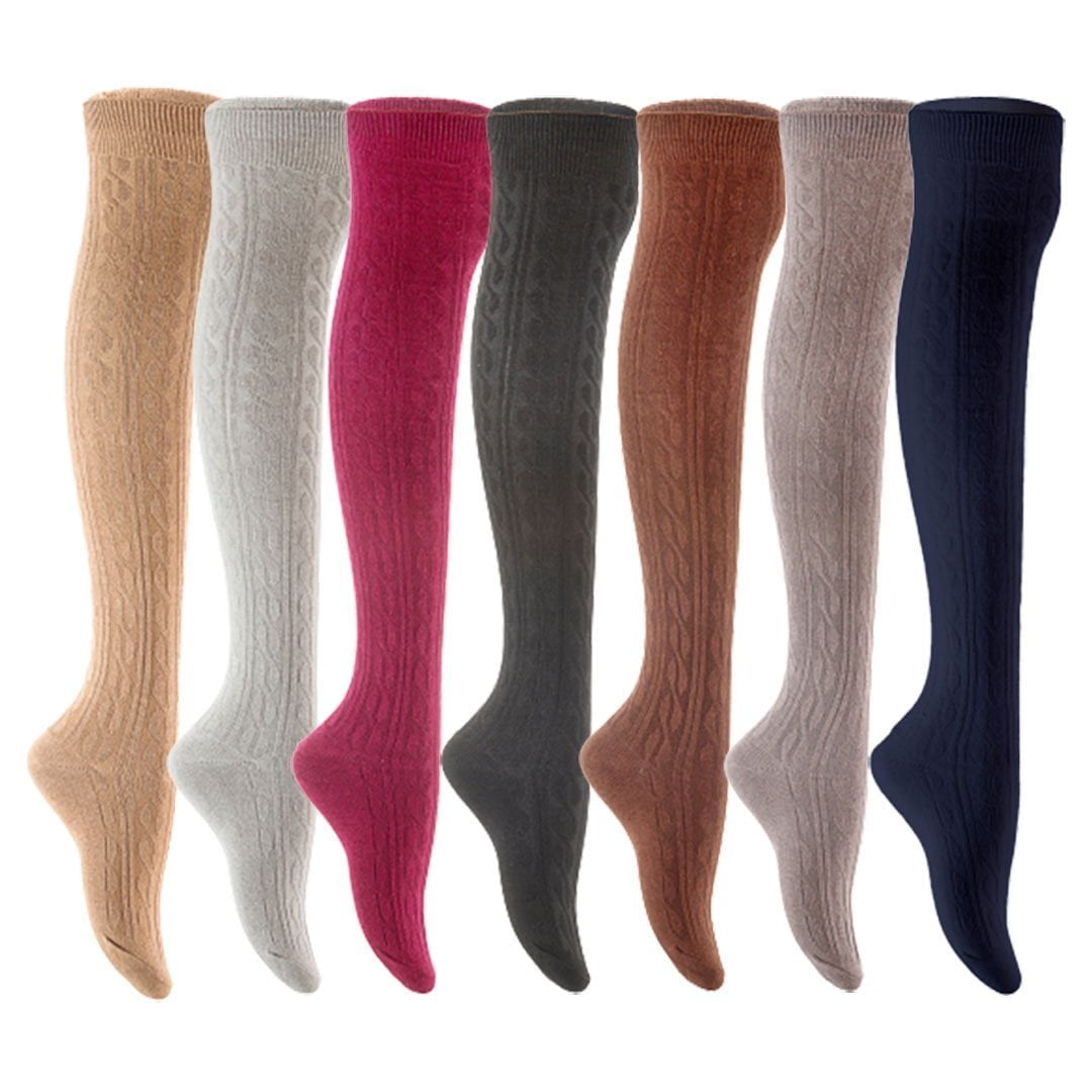 Lian LifeStyle Women's 7 Pair Adorable Comfortable Soft Thigh High Over ...