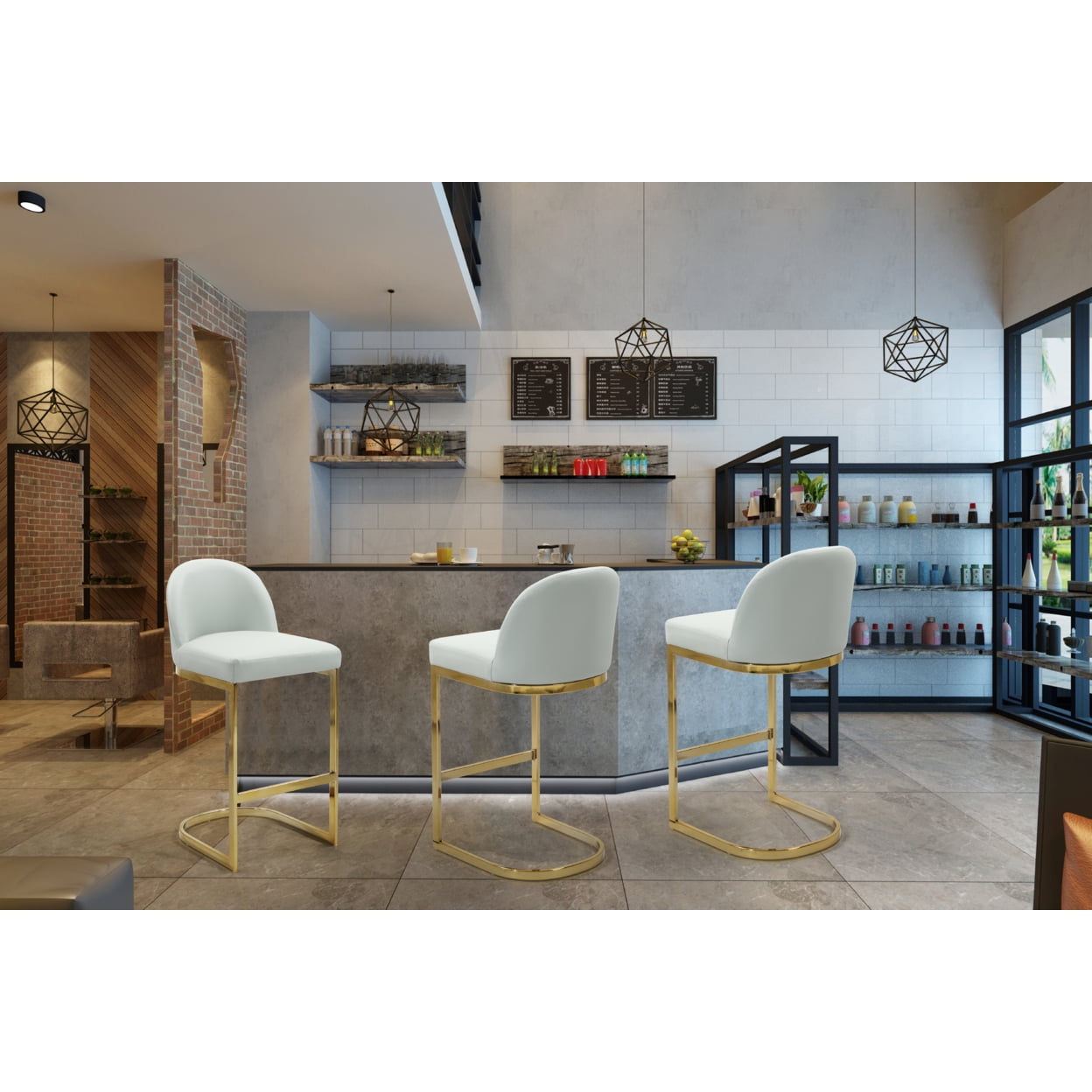 Liana Bar Stool or Counter Stool Chair PU Leather Upholstered Armless ...