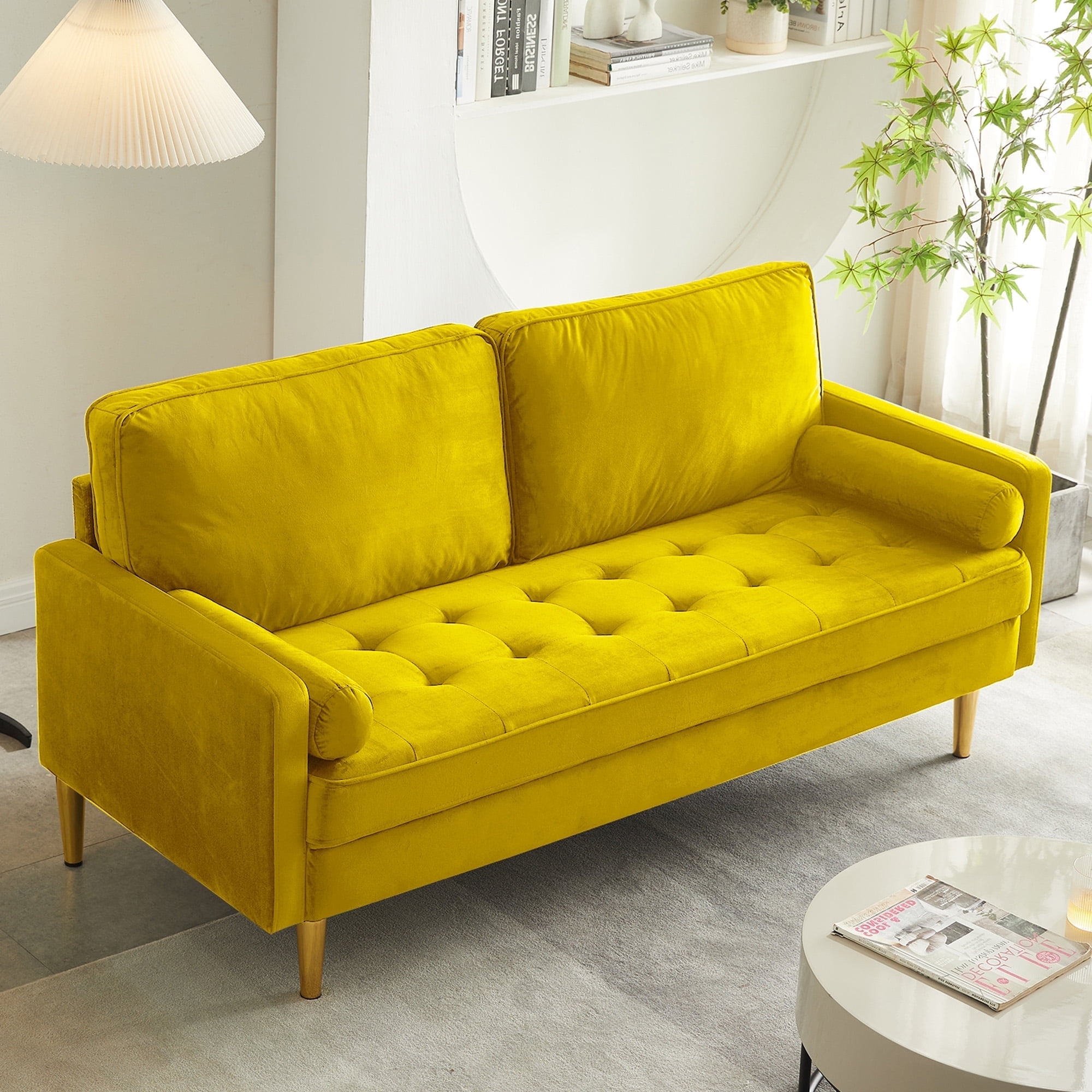 LiangFu 67" Modern Loveseat Velvet 2-Seat Sofa,Mid Century Sofa Compact ...