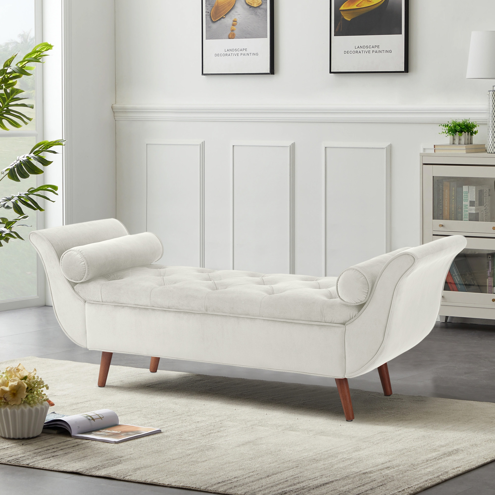 LiangFu Storage Ottoman, Upholstered Window Sitting Bench for Bedroom ...