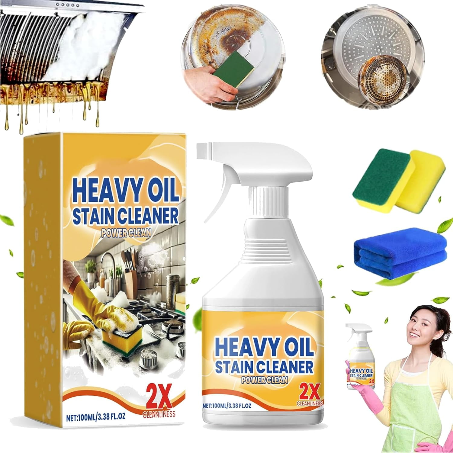 Liapu Kitchen Heavy Oil Cleaner, Liapu Kitchen Degreaser, All-Purpose Oil Stain Cleaner Kitchen ...
