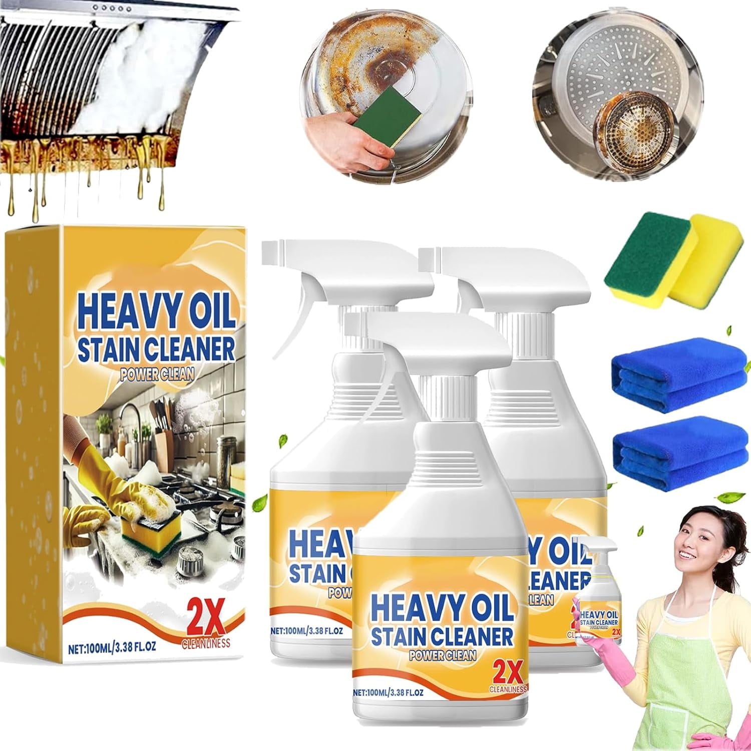 Liapu Kitchen Heavy Oil Cleaner, Liapu Kitchen Degreaser, All-Purpose Oil Stain Cleaner Kitchen ...