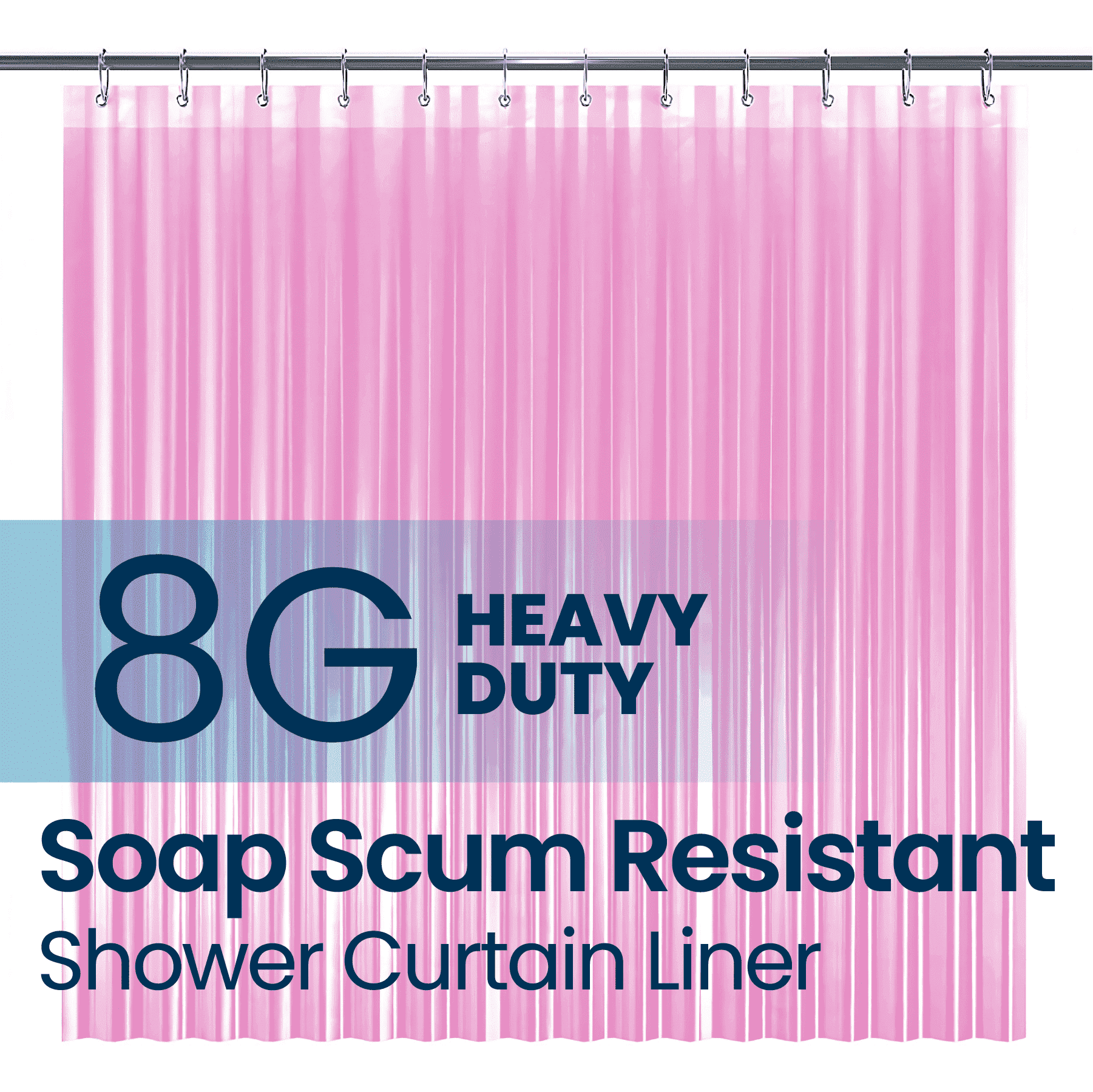 Liba PEVA Shower Curtain Liner, Waterproof, Pink, 72" x 72", Grommets ...