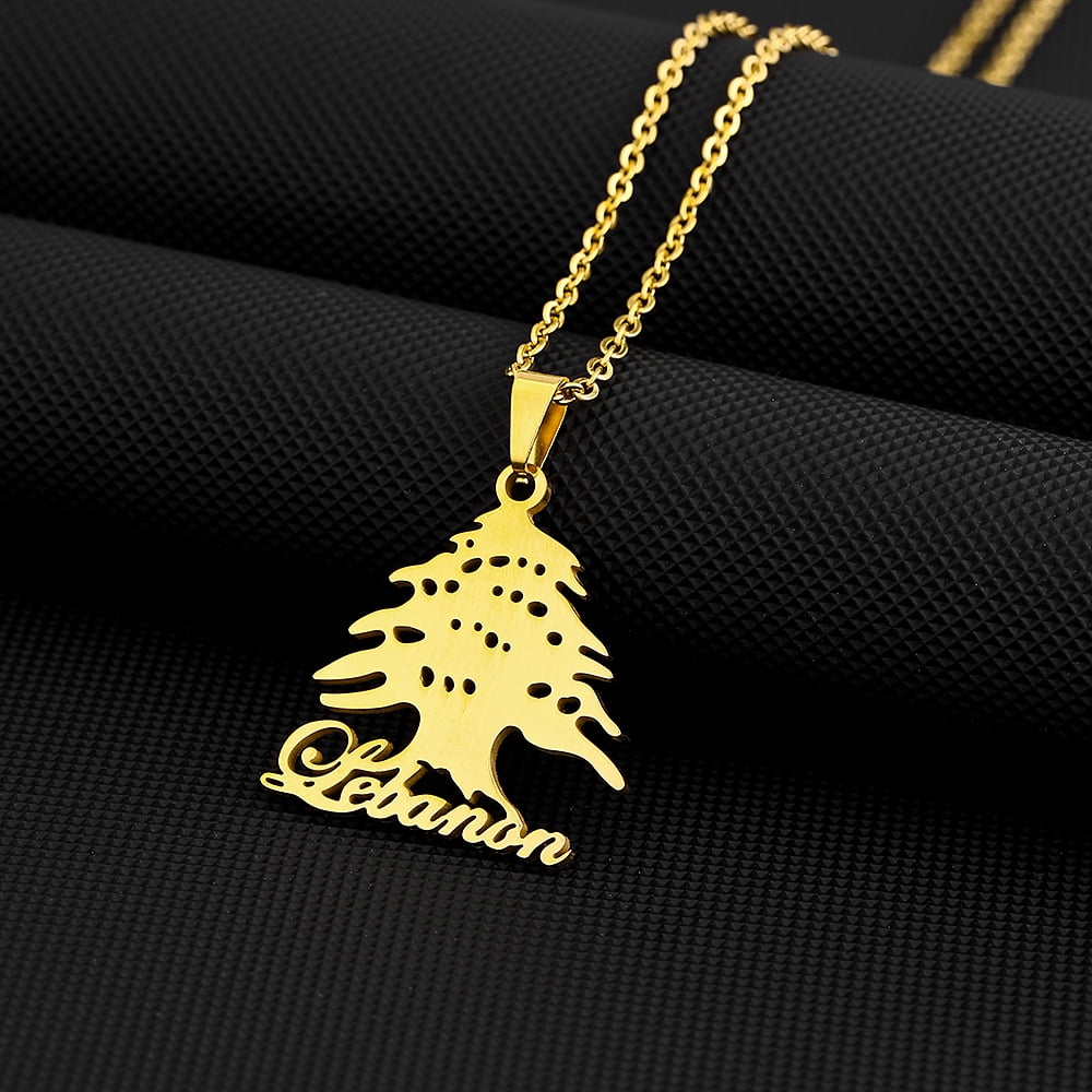 Liban Symbol Pendants Necklaces 14K Gold Lebanon Jewelry - Walmart.com