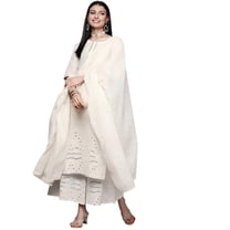 INDO ERA Women's White Pure Cotton Printed A-Line Kurta & Palazzo with ...