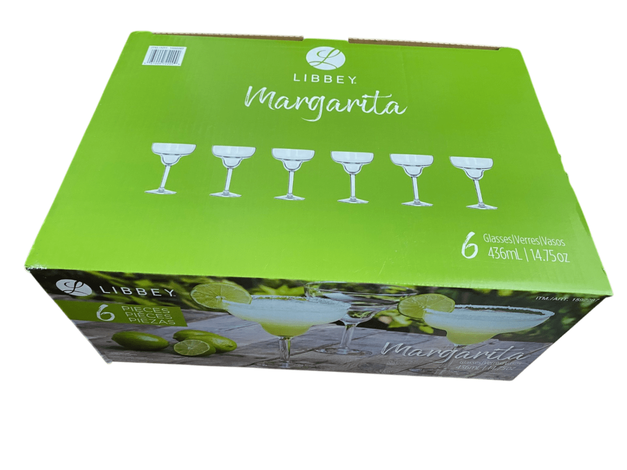 Libbey Drinkware 14.75oz Durable Glass Margarita Glassware, Pack of 6 ...