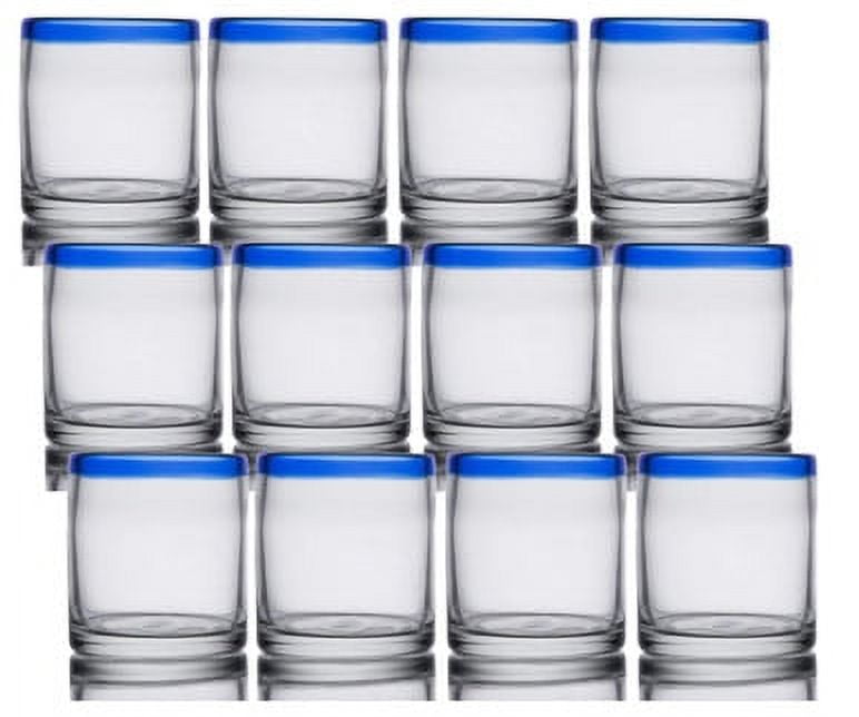 Libbey Aruba 12 oz Rocks / Old Fashioned Glass with Cobalt Blue Rim ...