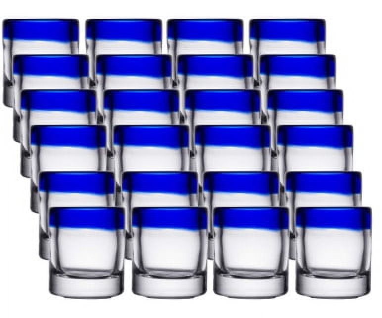 Libbey Aruba 2.5 oz Customizable Shot Glass with Cobalt Blue Rim - 24 per Case | Add a Splash of ...