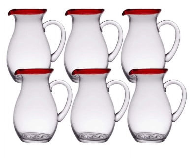 Libbey Aruba 56 oz. Customizable Pitcher with Red Rim - 6/Case | Serve ...