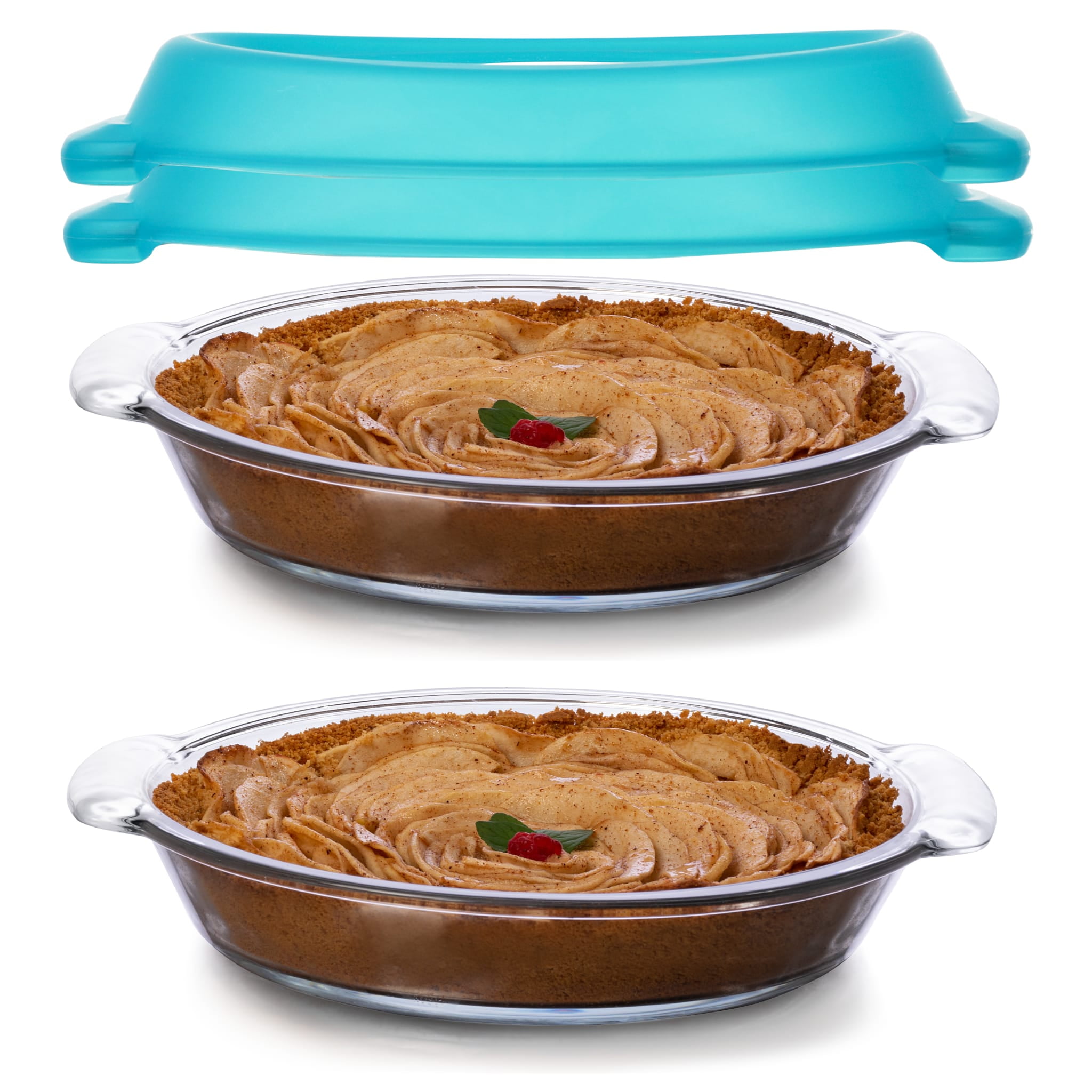 Libbey Baker’s Premium Glass Pie Dish Set of 2 with Lids, 9 Inch Round ...