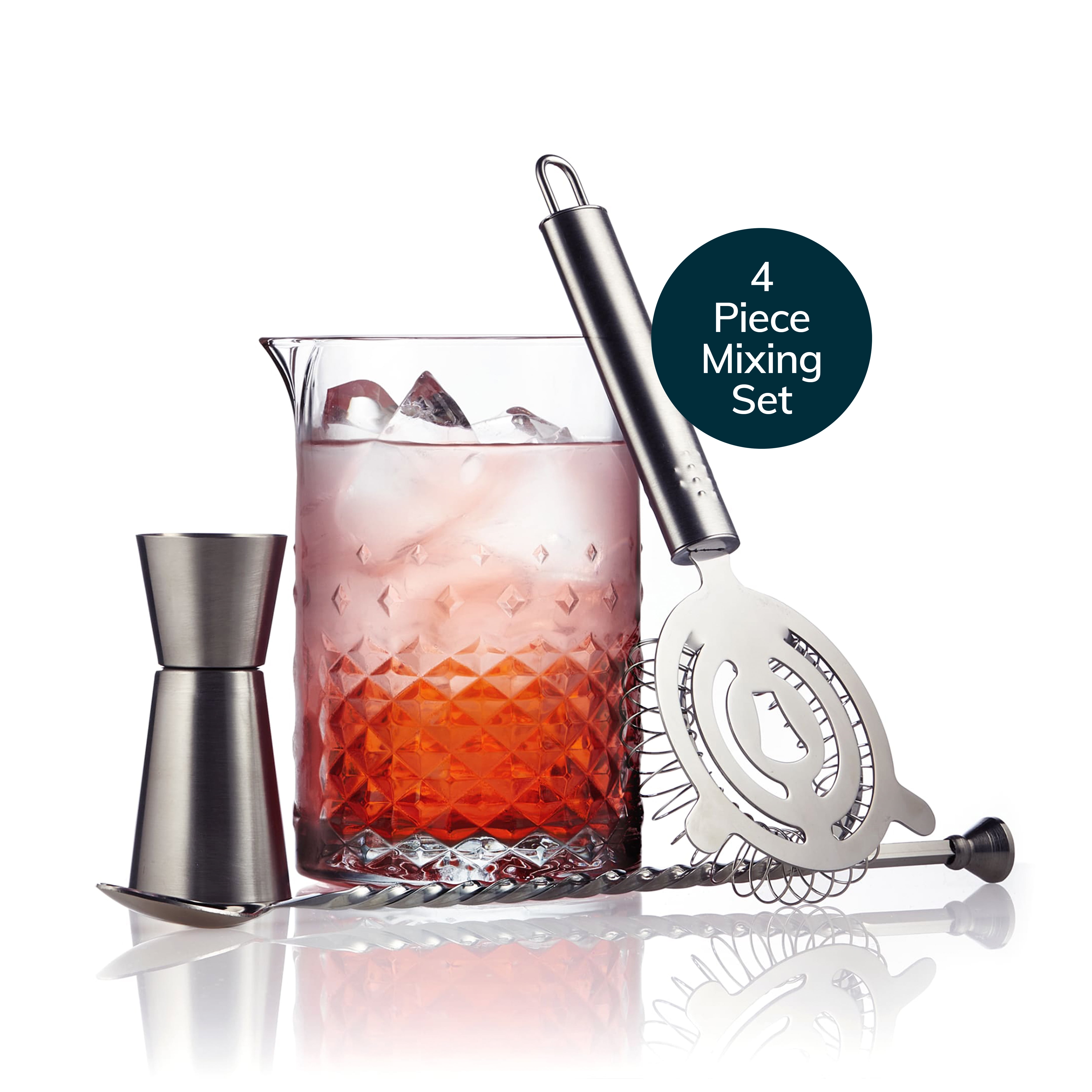 Libbey Carats Cocktail Bar Set, 4 Piece Cocktail Mixing Glass Set with ...
