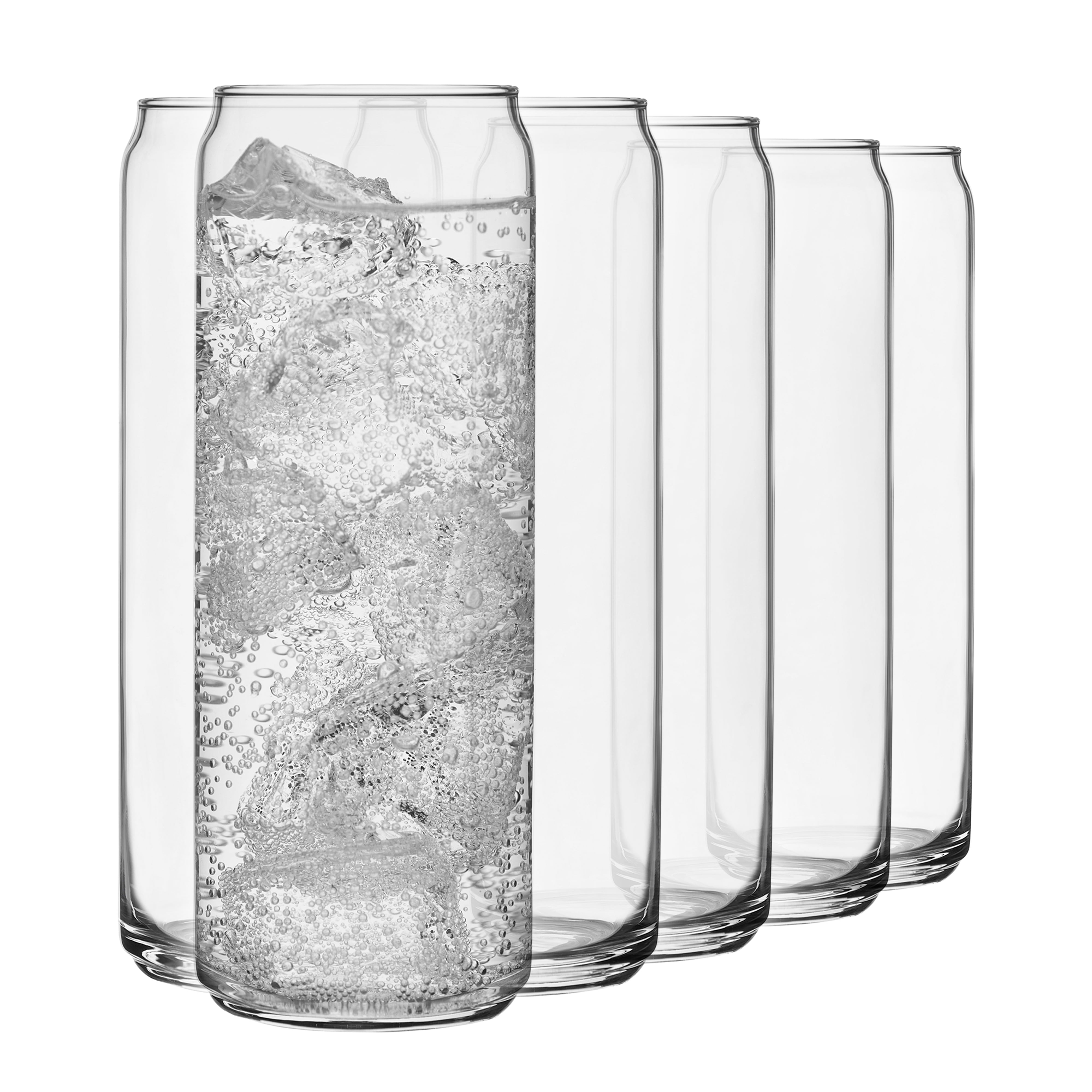 Libbey Classic Slim Beer Can Glasses, 12.5 oz Tall Drinking Glasses Set ...
