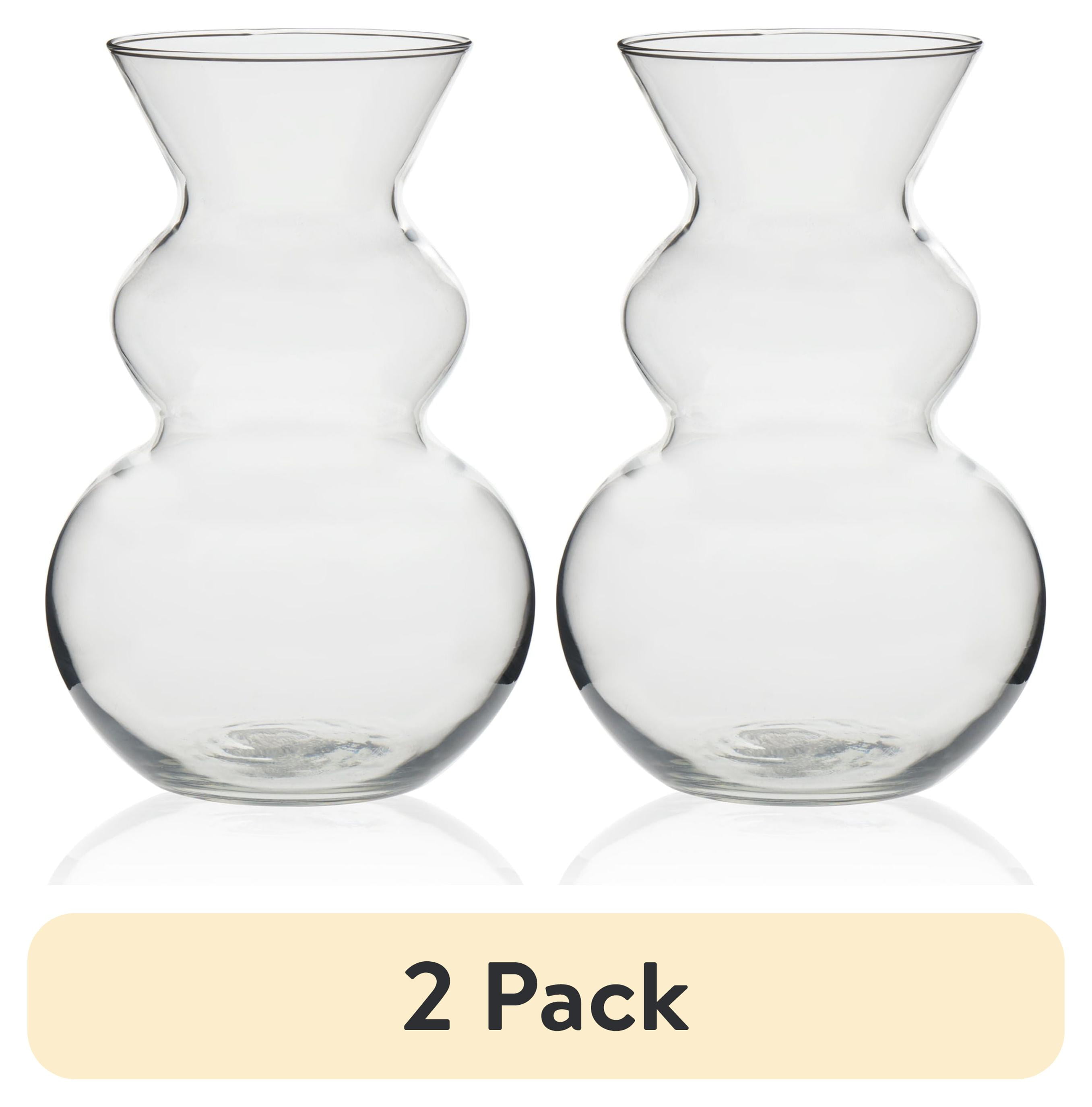 (2 pack) Libbey Clear Glass 9" Jubilee Floral Vase - Walmart.com