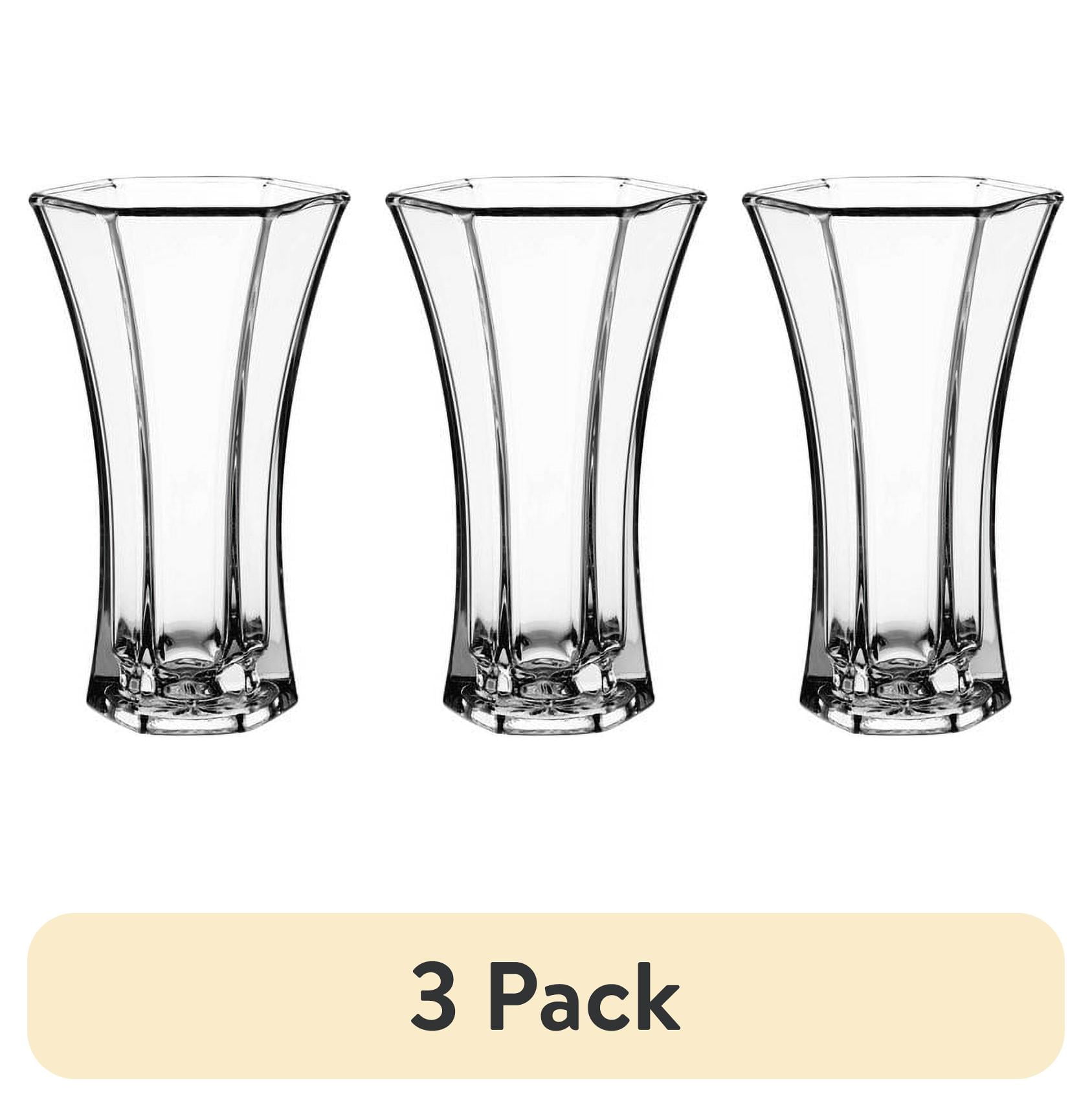 (3 pack) Libbey Clear Glass 9" Paneled Rose Floral Vase - Walmart.com