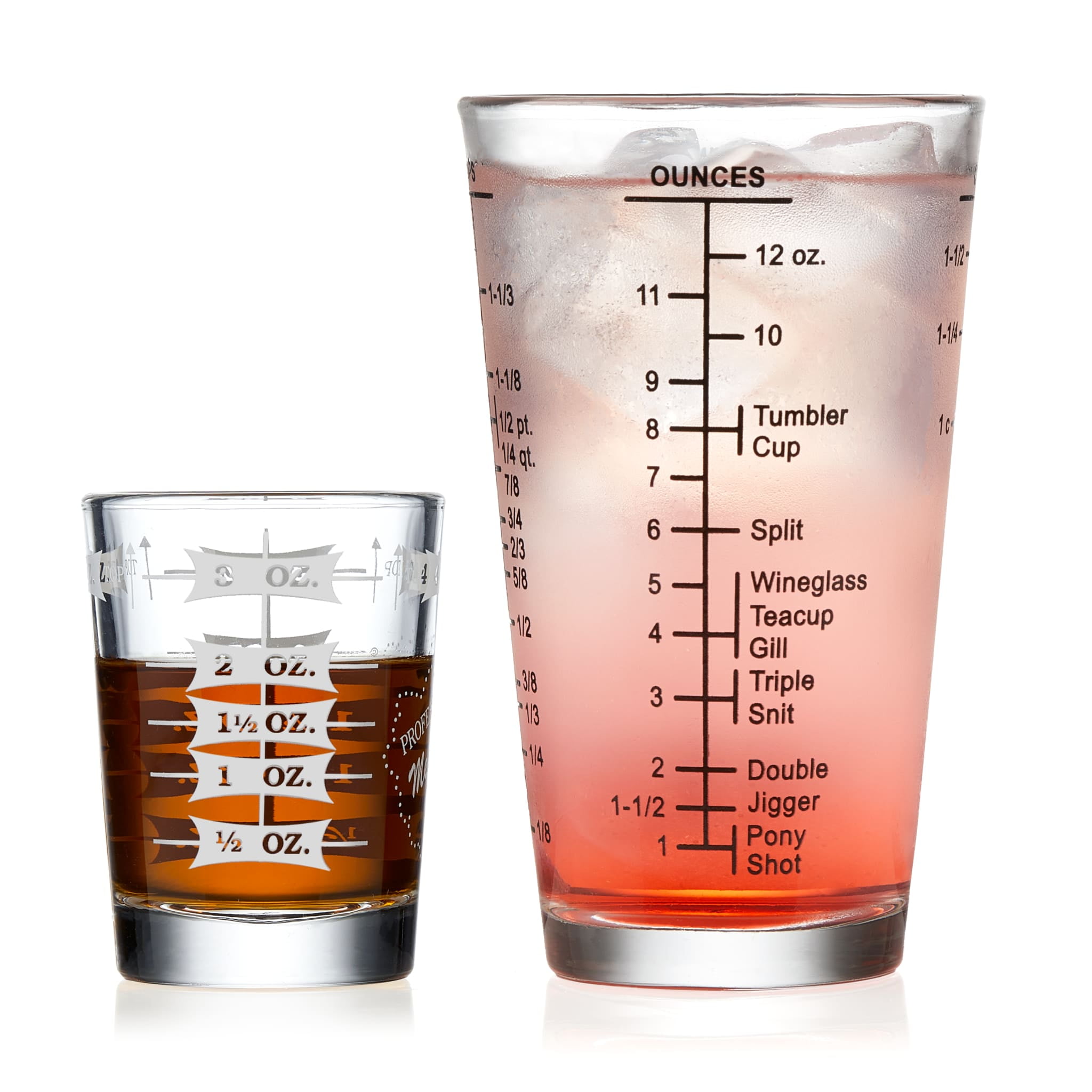 Libbey Mixology 2-Piece Measuring Glass Set, 16 oz, 4 oz Bartender ...
