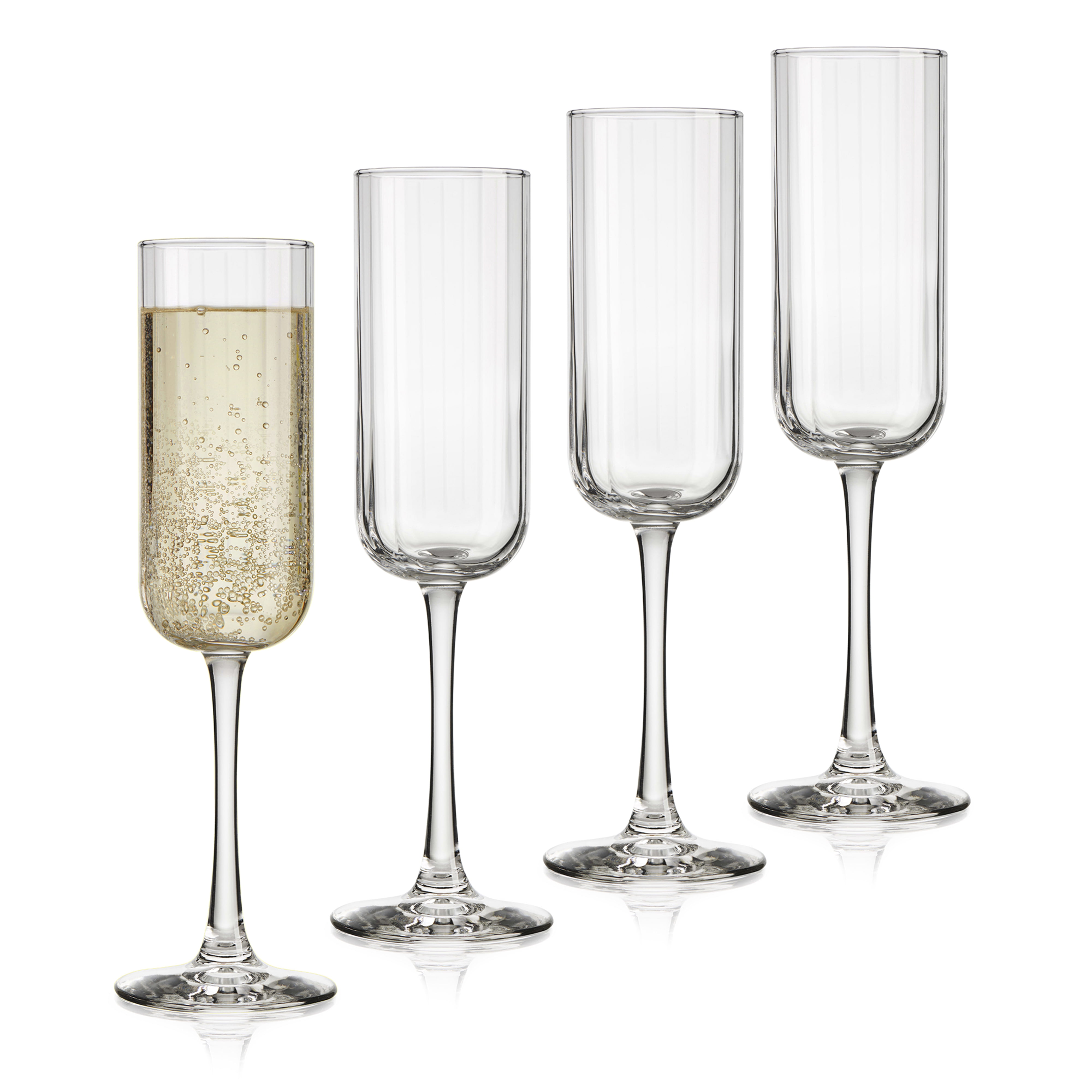 Libbey Paneled Champagne Flute Glasses, 7.5 Oz Fine Ribbed Line ...