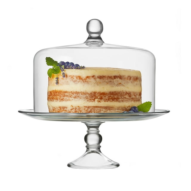Libbey Selene Tall Multi-function Glass Cake Stand with Dome, Versatile ...