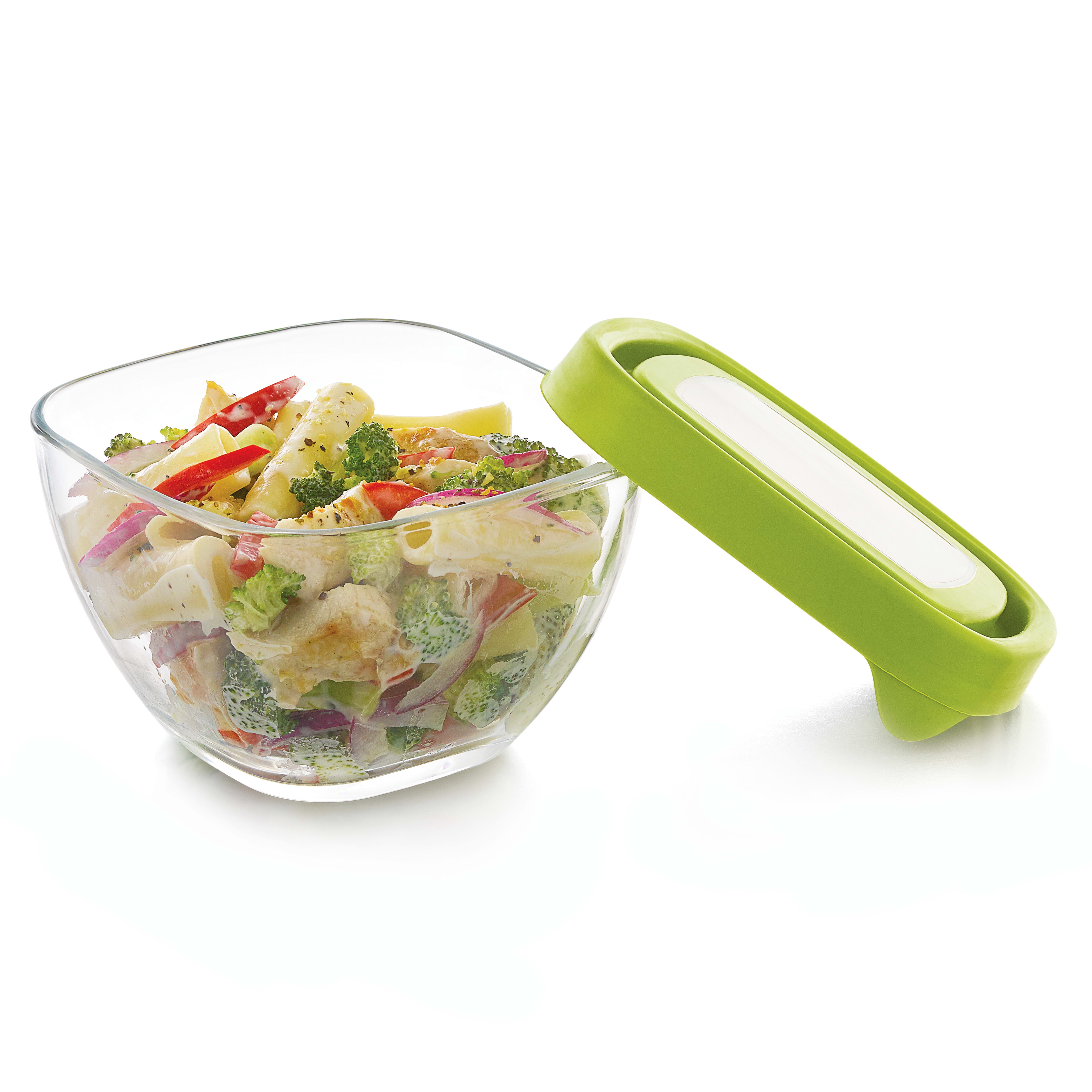 Libbey Serve It Square Glass Containers with Green Lids, 2-cup, Set of ...