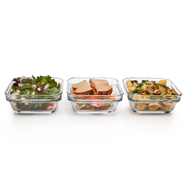 Libbey Stack It Medium Glass Storage Containers with Lids, Set of 6 ...
