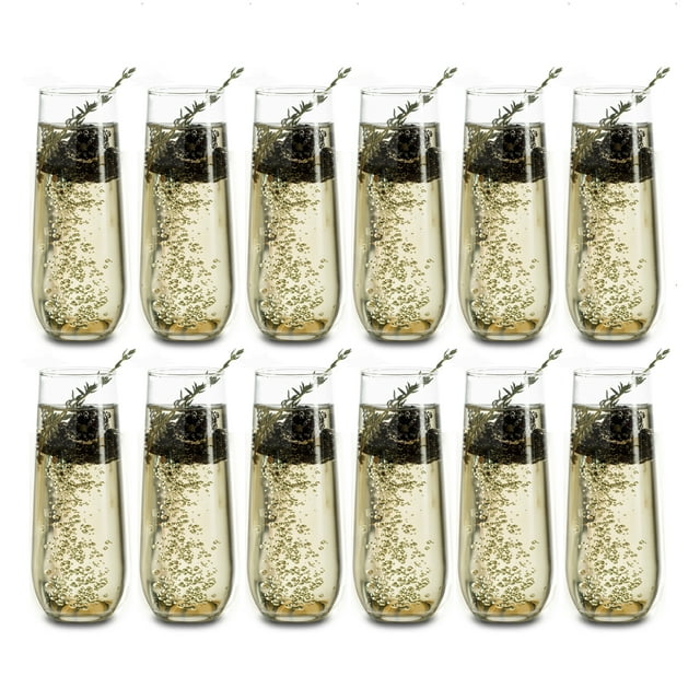 Libbey 12 Pack Stemless Wine Champagne Flutes 85 Ounce Lead Free
