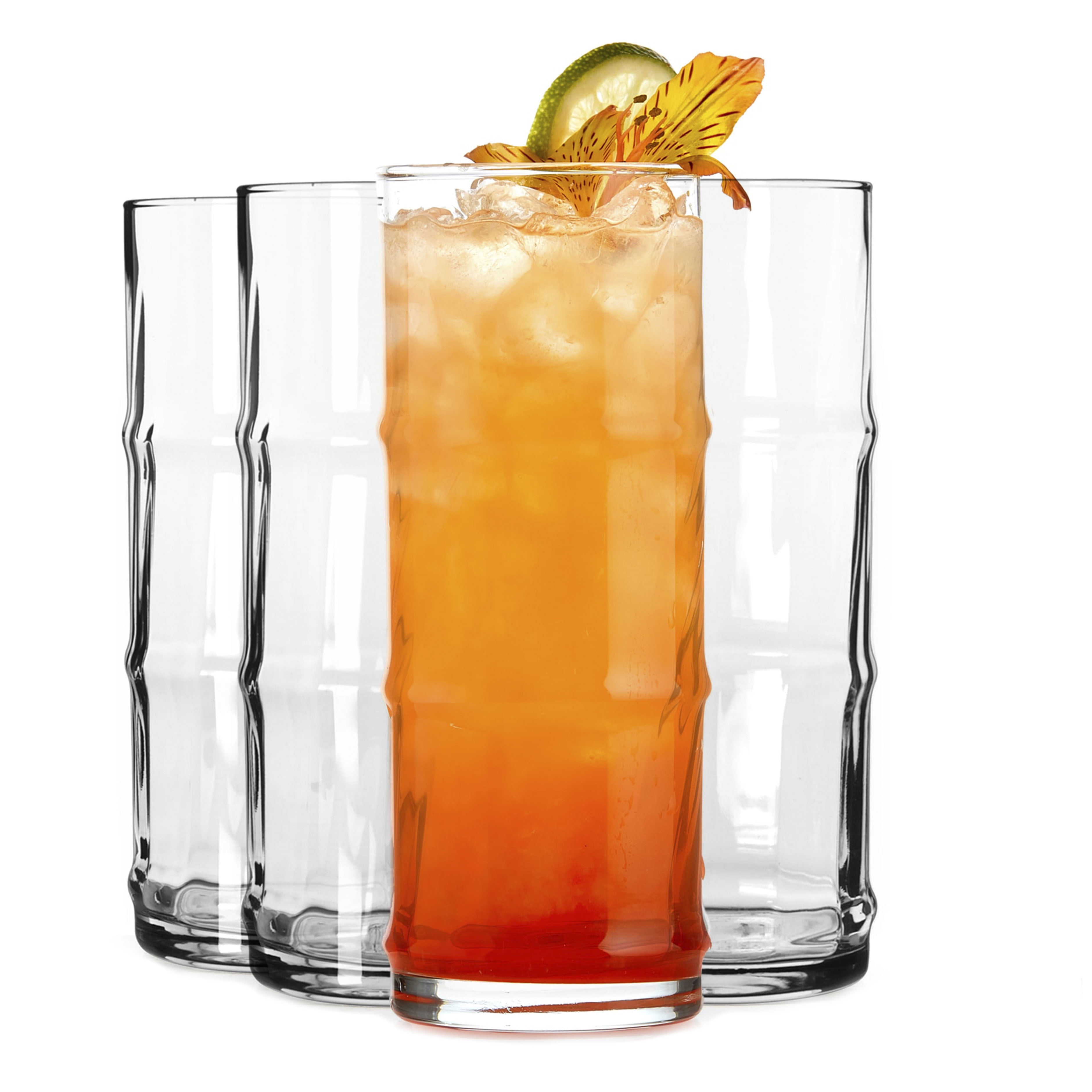 Libbey Tiki Bamboo Highball Drinking Glasses, Iconic 16 Oz Tall ...