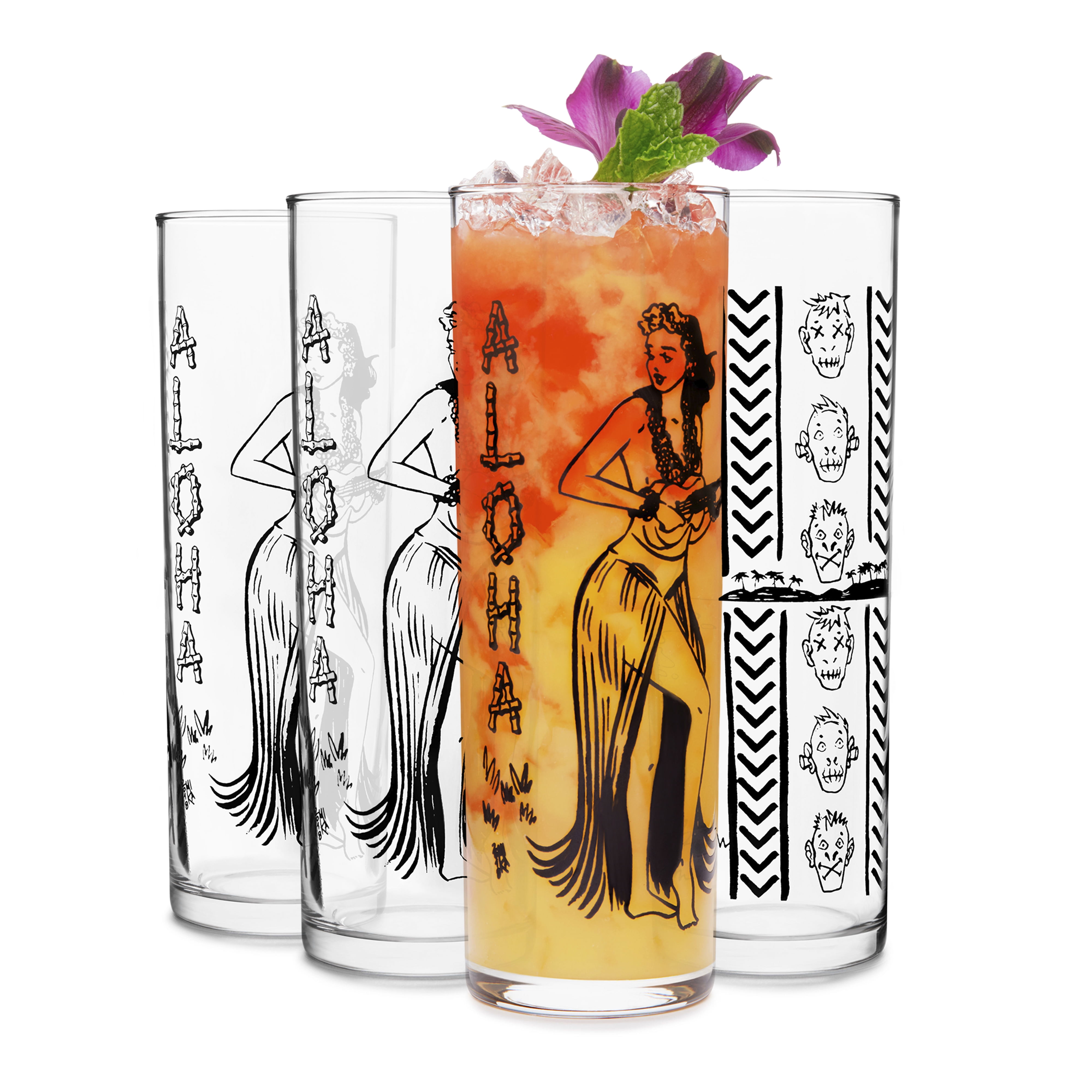 Libbey Zombie Clear Glass Tumbler Set, Vintage-Style Tiki Drinking ...