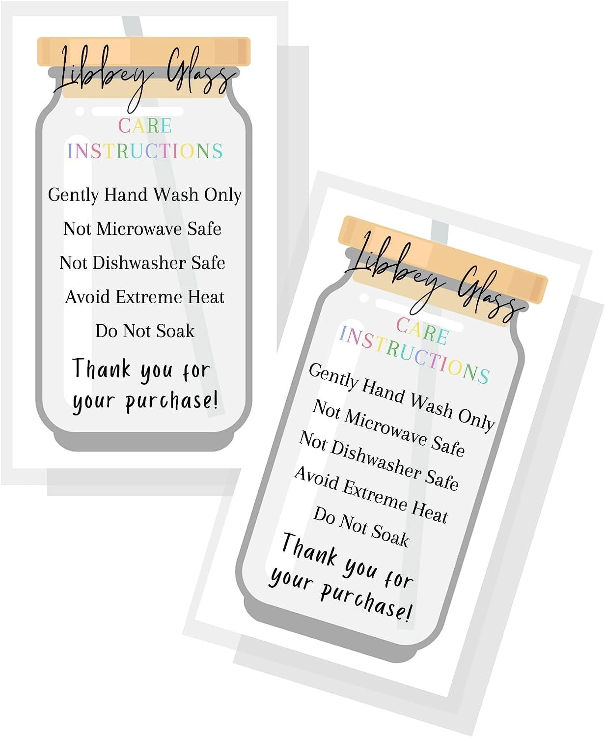 Libby Glass Can Care Instruction Cards 50 pk for Frosted Glass for ...